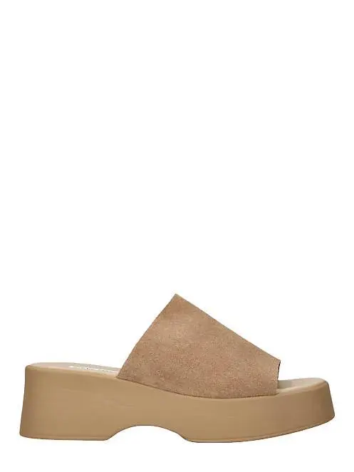 Steve Madden Slinky30 Suede Platform Sandals - Beige