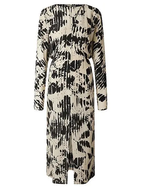 Soeur Francine Abstract-print Silk-crepe Maxi Dress - Jaune Pale/noir