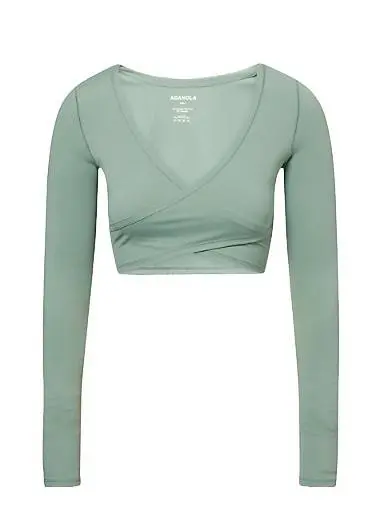 ADANOLA Ultimate Wrap-front Long-sleeve Top - Eden Green