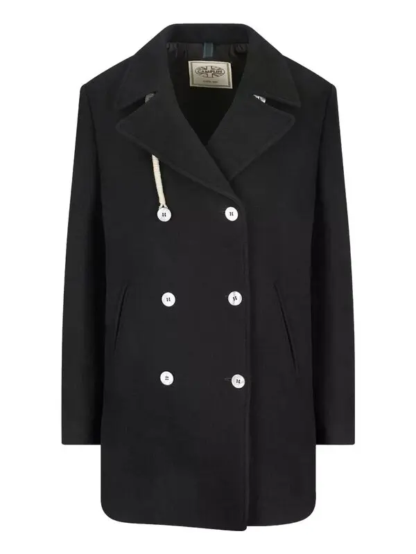 CAMPLIN Double-breasted Coat With Rope Detail - Black