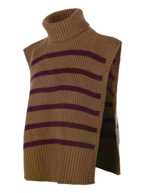 DAVANTINO Striped Turtleneck Vest - Brown