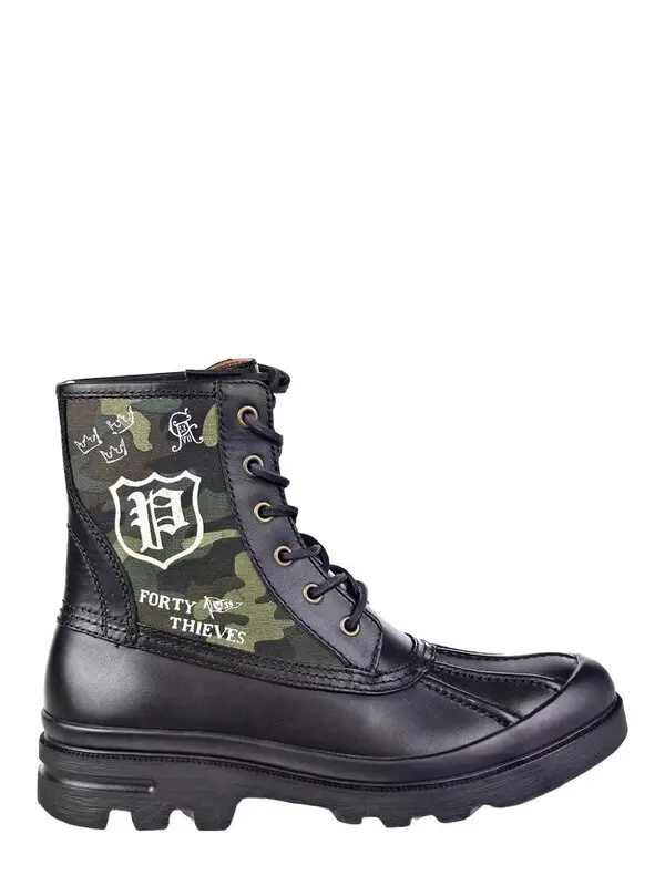 Polo Ralph Lauren Camouflage-panel Lace-up Boots - Black