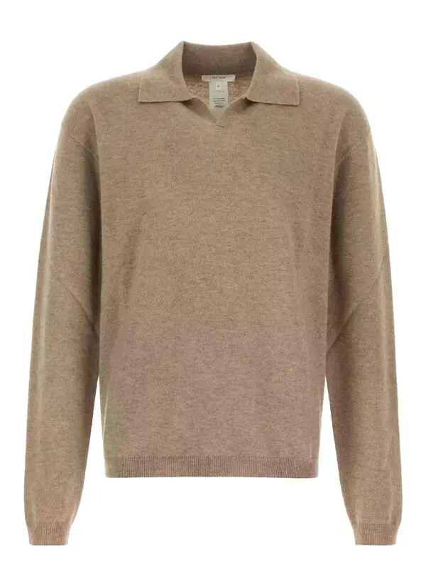 THE ROW Taupe Cashmere Knit Polo - Neutrals