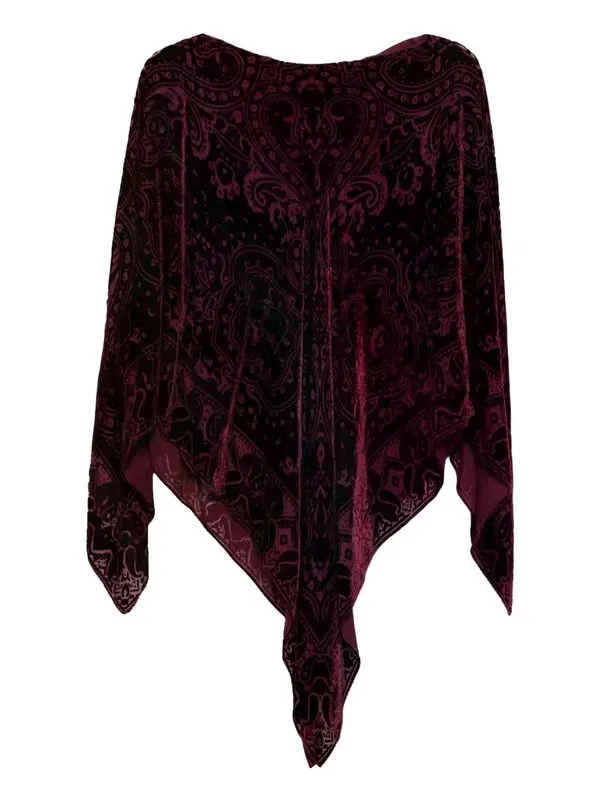 Etro Paisley-pattern Velvet Poncho - Red