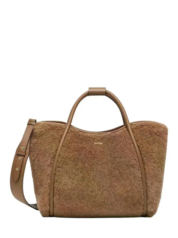 Max Mara Shearling Handbag With Leather Trim - Brown