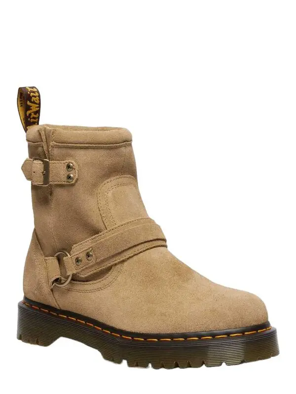 Dr. Martens Anistone Harness Suede Biker Boots - Tan
