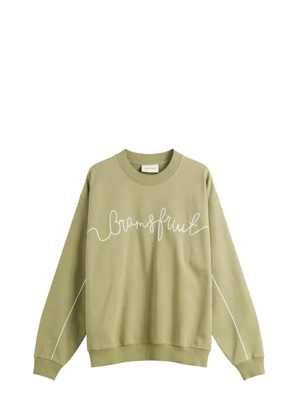 BRAM'S FRUIT Garden Hose Chain Stitch Crewneck Sweatshirt - Solid Olive Green