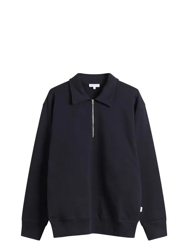 Norse Projects Standard Half Zip Sweatshirt - Dark Navy