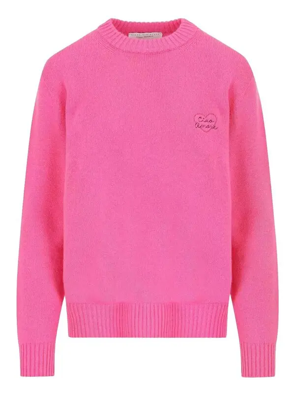 Giada Benincasa Heart-embroidery Cashmere Sweater - Pink