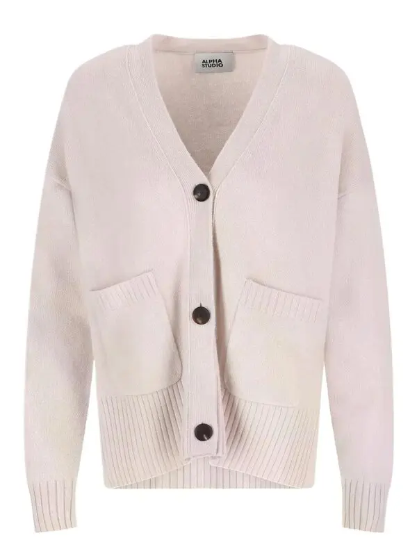 Alpha Studio V-neck Cardigan With Pockets - Neutrals