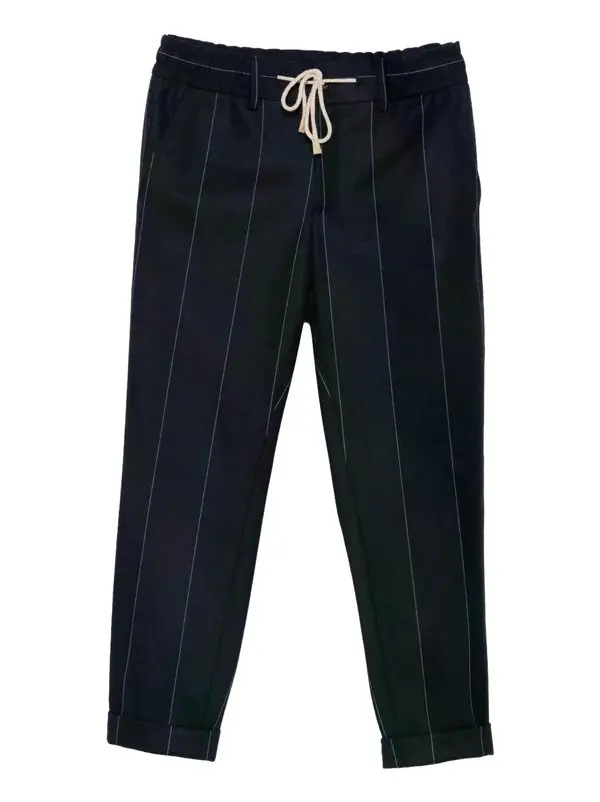 Eleventy Pinstripe Drawstring Trousers - Blue