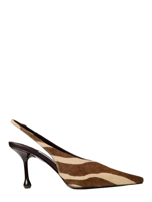 JIMMY CHOO 80mm Isa Zebra-print Slingback Pumps - Brown