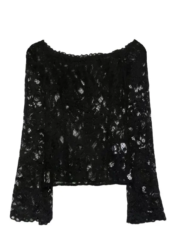 MANURI Nomi Lace Off-shoulder Top - Black