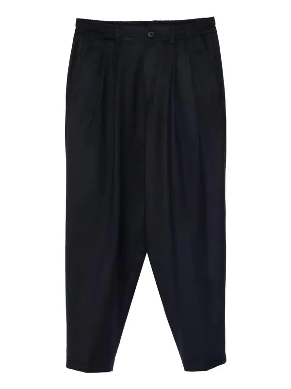 LOW BRAND Pleated Elastic-waist Trousers - Blue