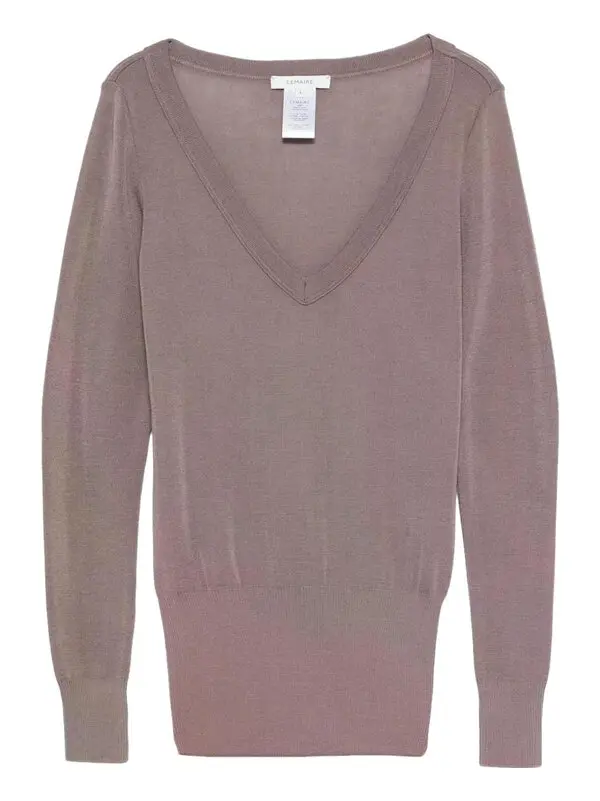 LEMAIRE Long-sleeve V-neck Sweater - Brown