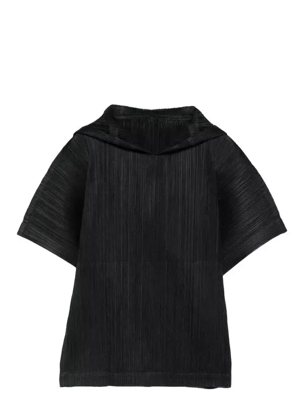Issey Miyake Pleated Hooded T-shirt - Black