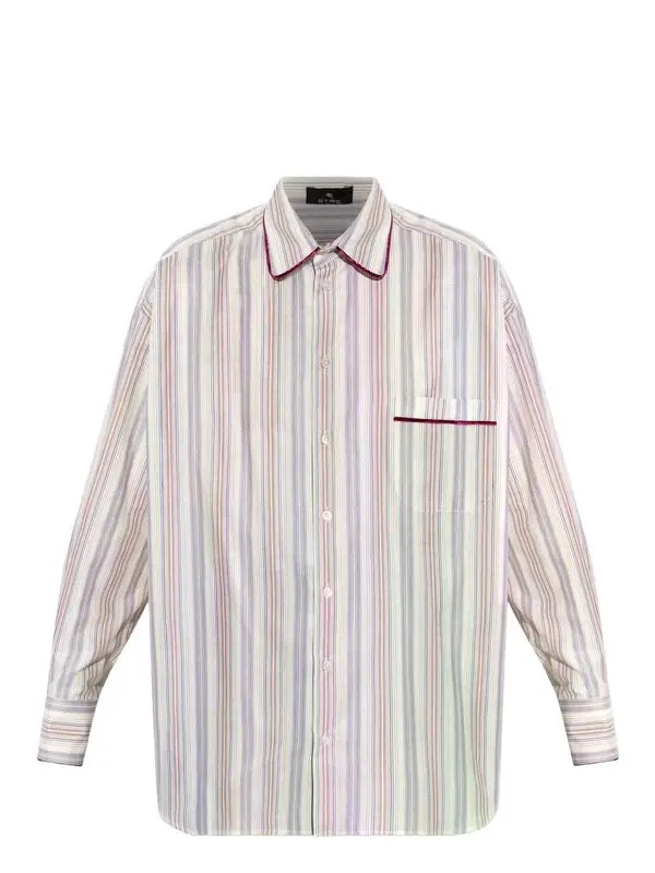 Etro Striped Velvet-trimmed Shirt - Neutrals