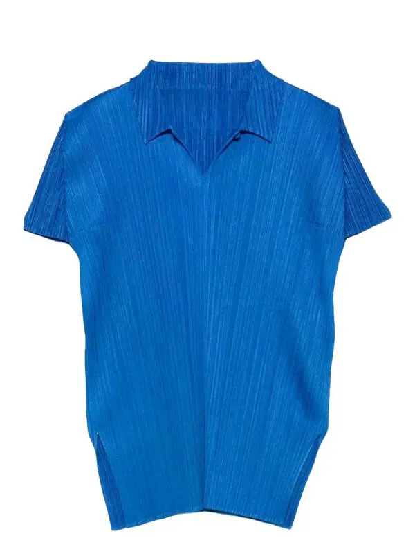 Issey Miyake Pleated Buttoned Top - Blue