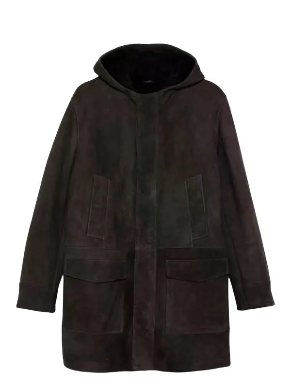ARMA Hooded Suede Coat - Brown