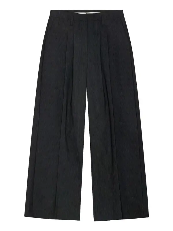 HERSKIND Pinstripe Pleated Front Trousers - Blue