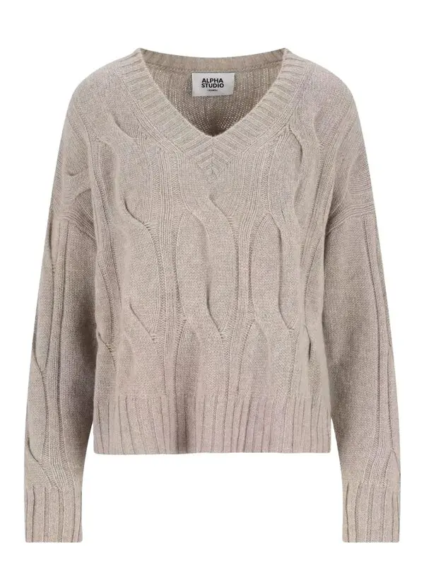 Alpha Studio Cable-knit V-neck Sweater - Neutrals