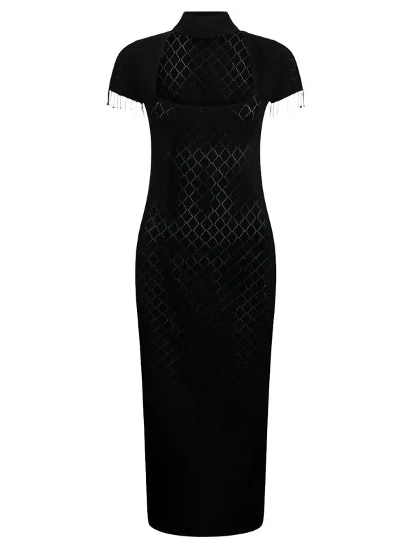 Liu Jo Diamond-pattern Fringed Dress - Black