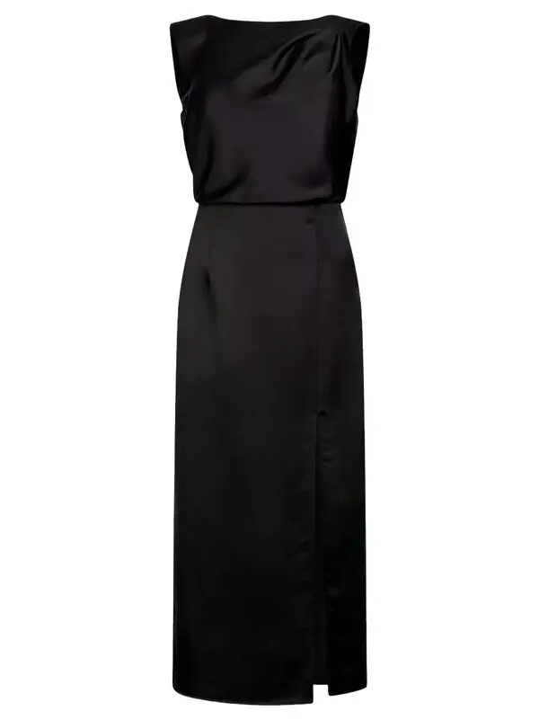 Liu Jo Satin Draped Midi Dress - Black