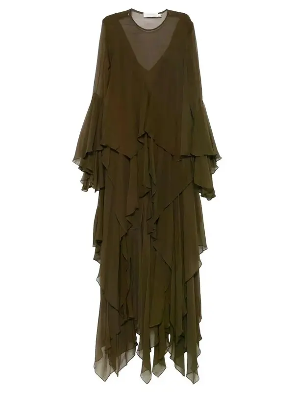 Zimmermann Cascading Ruffle Maxi Dress - Green