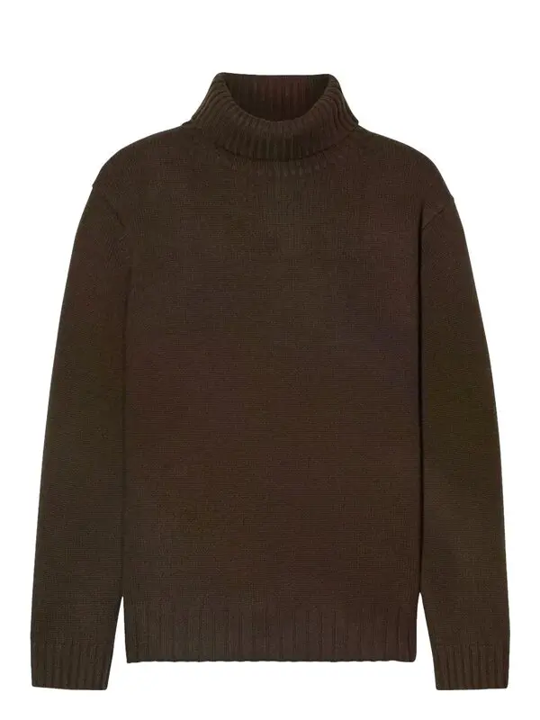 Closed Turtleneck Ribbed Sweater - Brown