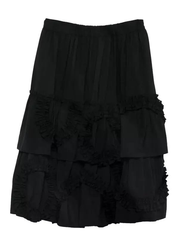 BLACK COMME DES GARÇONS Ruffled Tiered Midi Skirt - Black