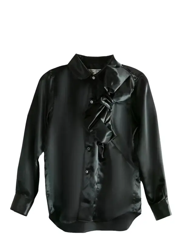 Comme Des Garçons Satin Ruffled Blouse - Black