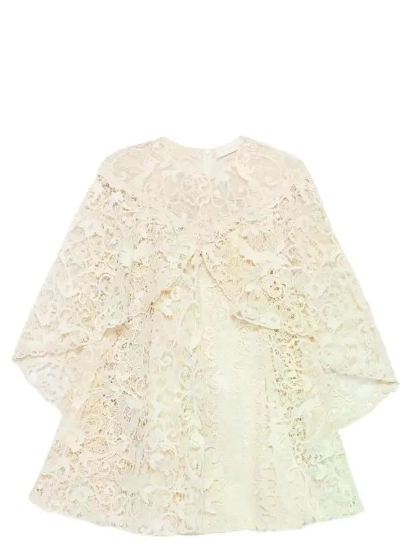 Zimmermann Lace Ruffled Mini Dress - Neutrals