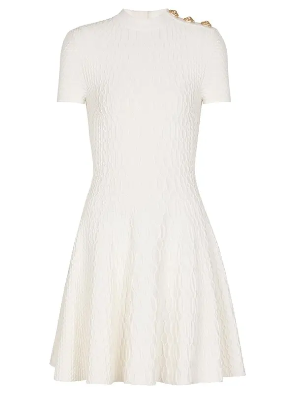 Balmain Geometric Jacquard Mini Dress - White