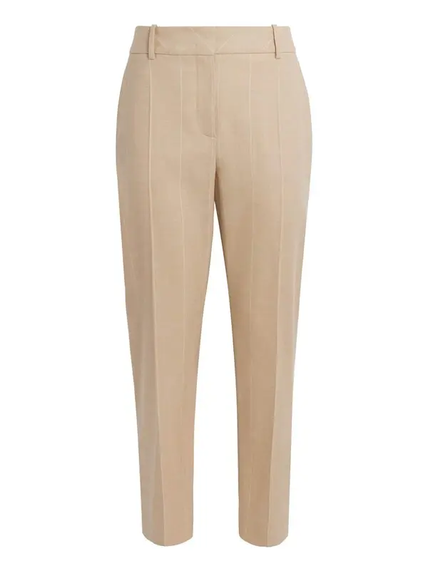 Eleventy Wool Pinstripe Straight Trousers - Beige