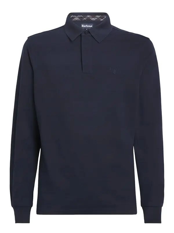 Barbour Cotton Twill Waketown Long-sleeve Polo Shirt - Navy