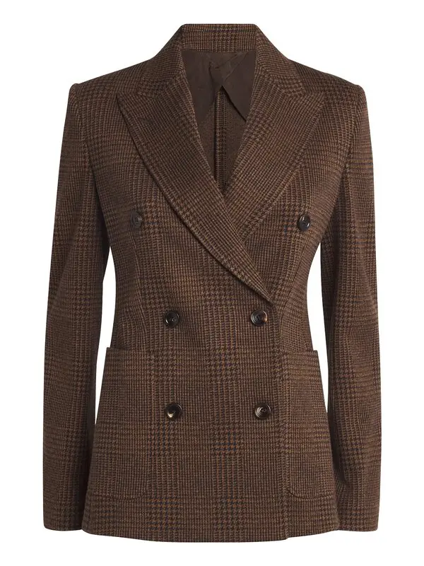 Max Mara Cotton-blend Houndstooth Blazer - Brown