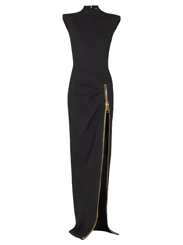 Balmain Zip-detail Maxi Dress - Black
