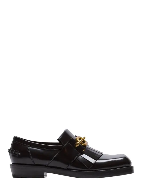 Balmain Glazed Leather Loafers - Black