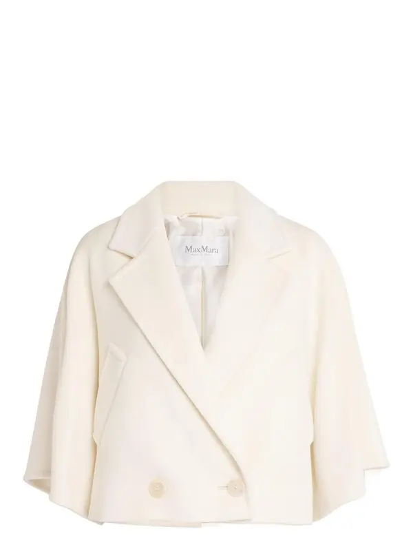 Max Mara Wool-cashmere Cropped Cape Coat - White