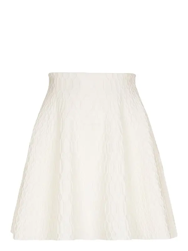 Balmain Crocodile-knit Flared Midi Skirt - White
