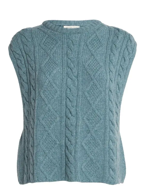 Johnstons Of Elgin Cashmere Aran-knit Oversized Sweater Vest - Blue
