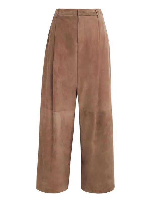 Max Mara Suede Lambskin Wide-leg Trousers - Brown