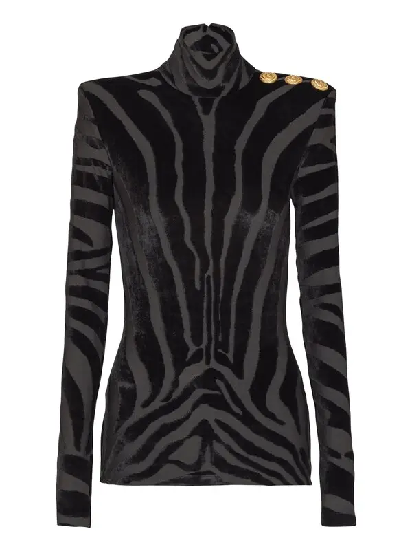 Balmain Zebra Print Top - Black