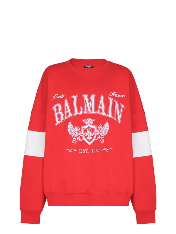 Balmain Cotton College Sweatshirt - Red