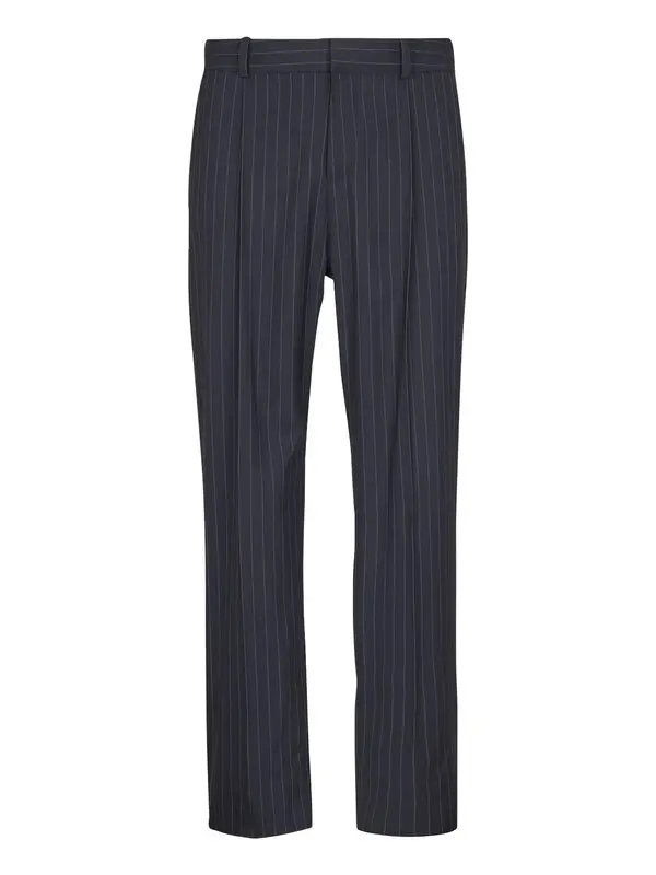 Balmain Virgin Wool Pinstripe Trousers - Navy