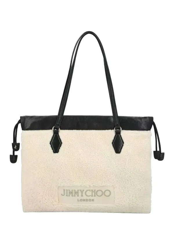 JIMMY CHOO Drawstring-fastening Shearling Tote - Neutrals
