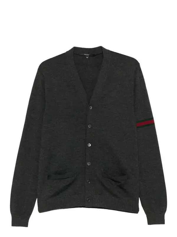 Gucci Striped-sleeve V-neck Cardigan - Grey