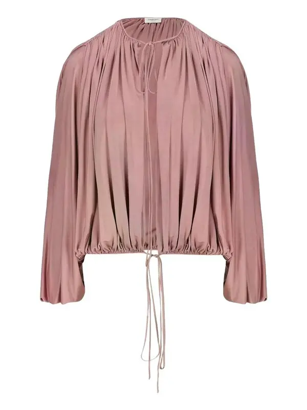 Saint Laurent Drawstring Gathered-shoulder Blouse - Pink