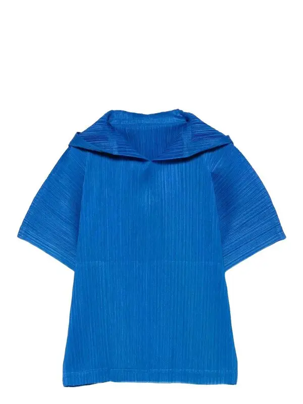 Issey Miyake Pleated Hooded T-shirt - Blue