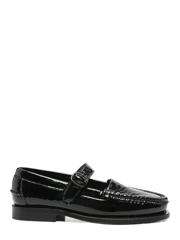 Hereu Blanquer Crinkled Glossy Loafers - Black